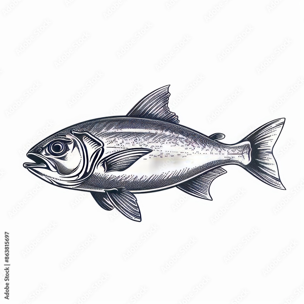 ภาพประกอบสต็อก Hatchet fish isolated giant oarfish monochrome sketch ...