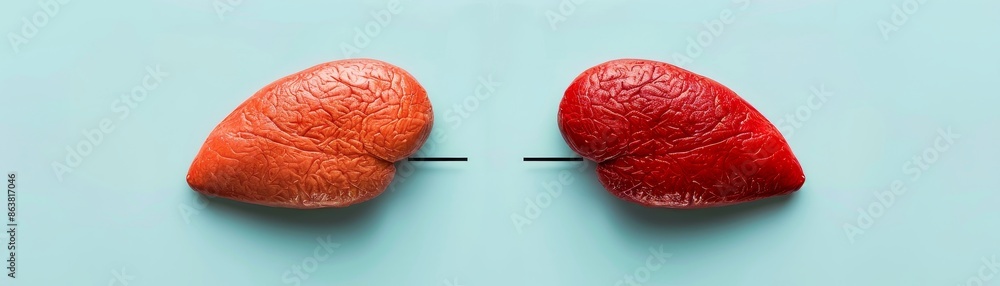 healthy lung vs diseased lung concept - medical illustration ...
