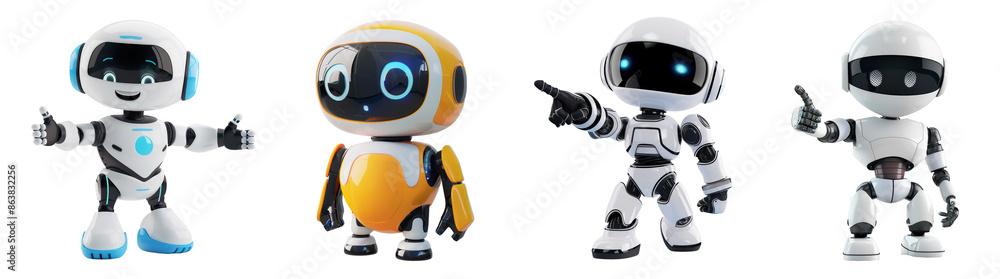 3d AI robot and automation, happy, UI/UX, isolate on transparency background PNG Stock ...