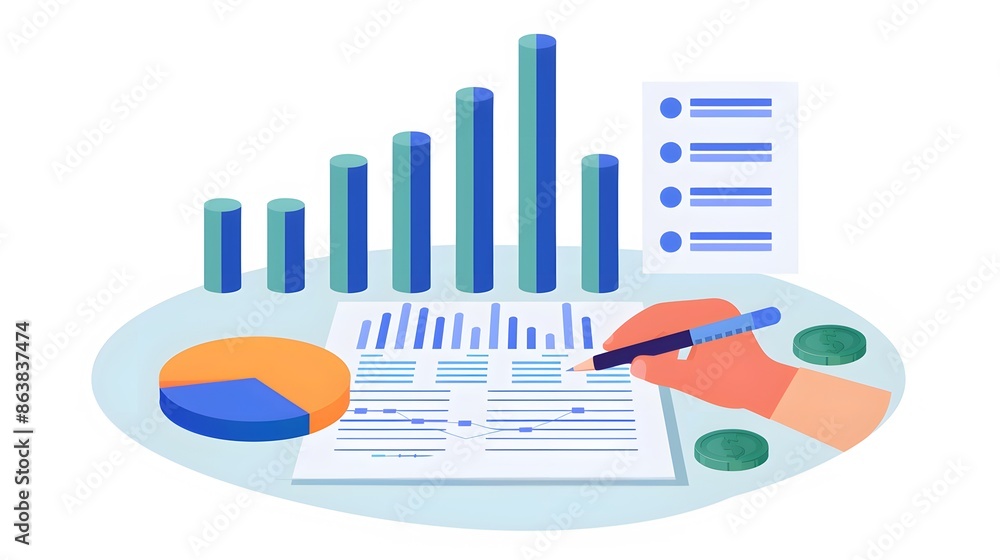 Business analysis chart showcasing data visualization with graphs and ...