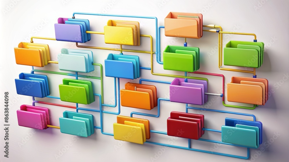 Colorful diagram showcases categorization process with folders, files ...