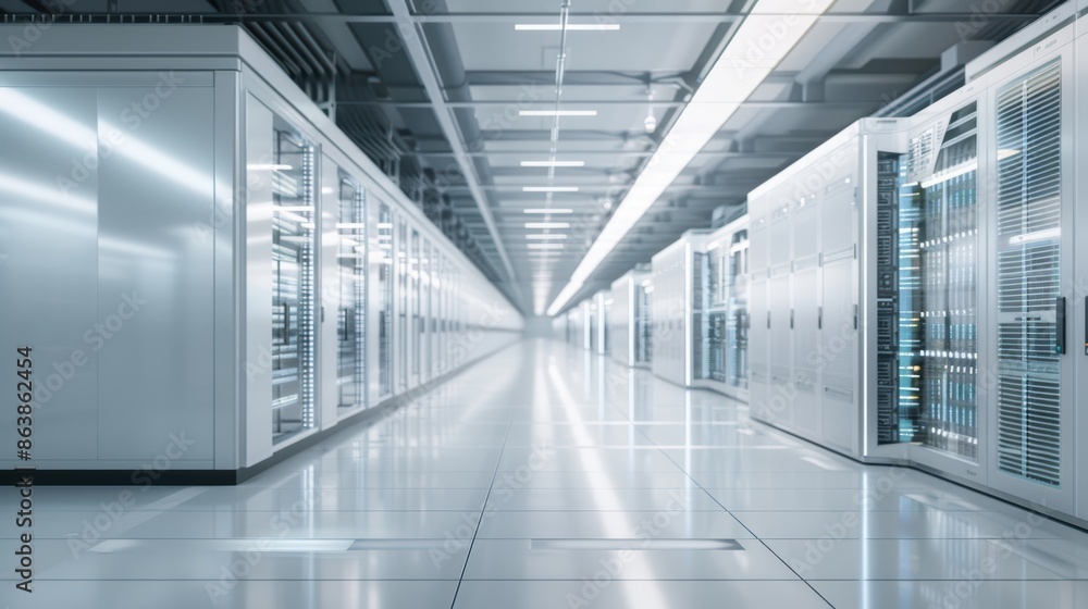 3D visualization of a data center's disaster recovery site, emergency data continuity, high-tech ...