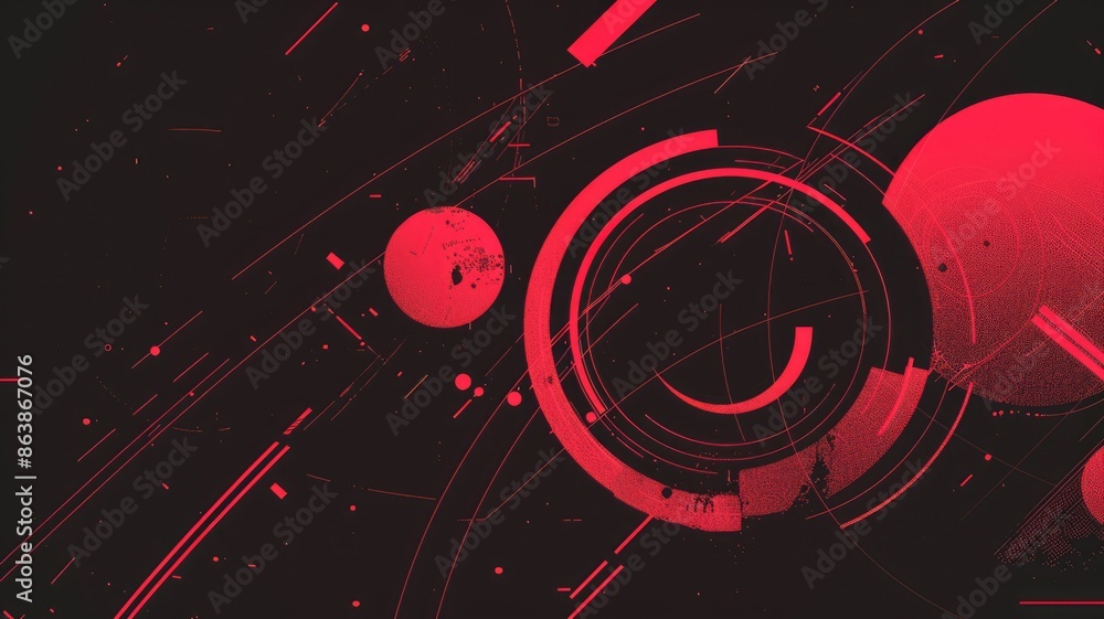 Futuristic red and black circular interface design. Digital artwork of ...