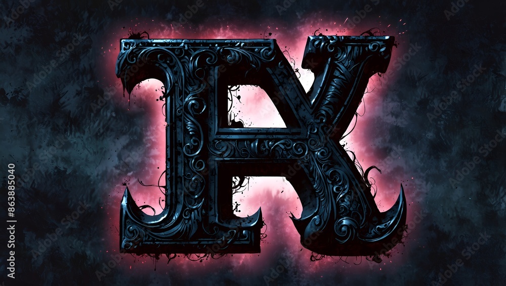 Gothic font, medieval dark tattoo y2k alphabet, letter typography print ...