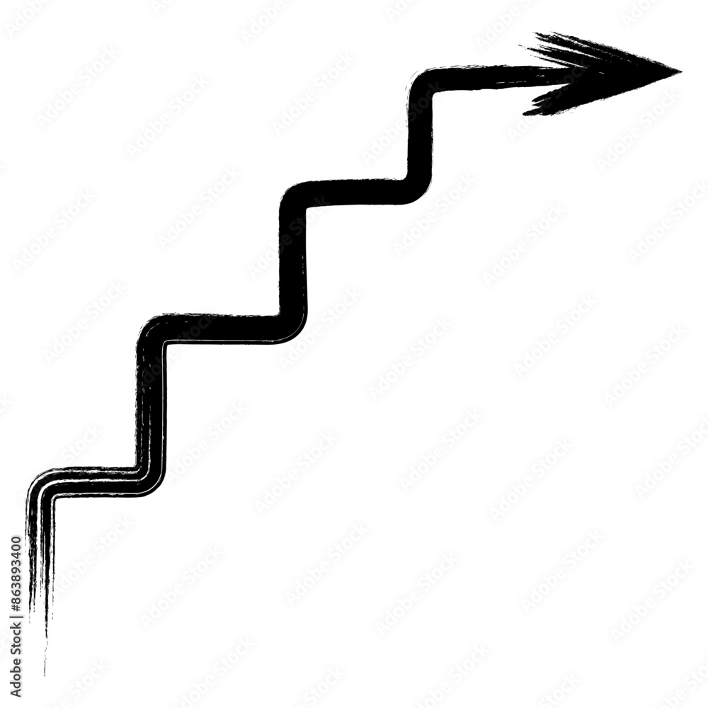 Arrow - stairs. Sketch. The wavy arrow goes up. Hand drawn directional ...