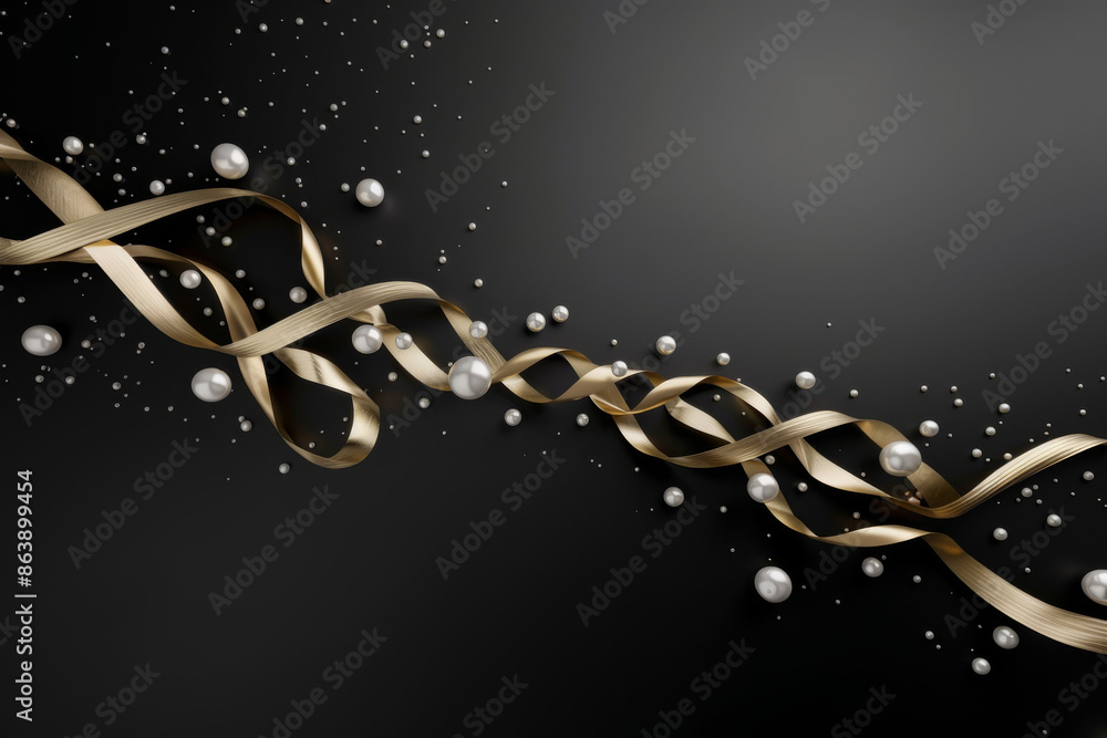 Behance-Style 3D Rendering: Black Gradient with Pearl Balls and Golden ...