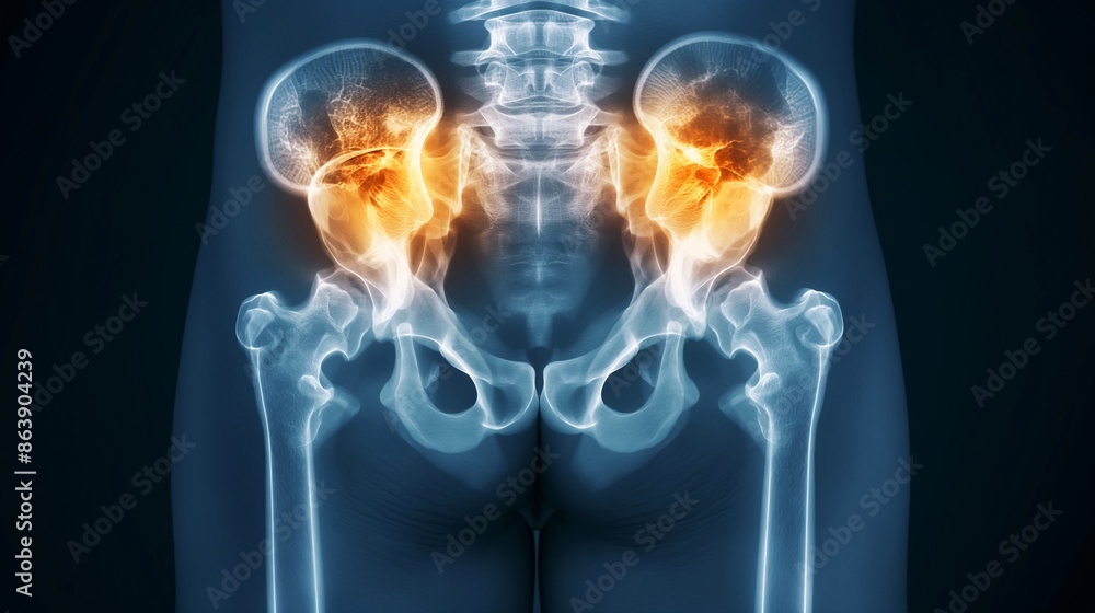 High-resolution X-ray showing kidney stones in the renal pelvis Stock ...
