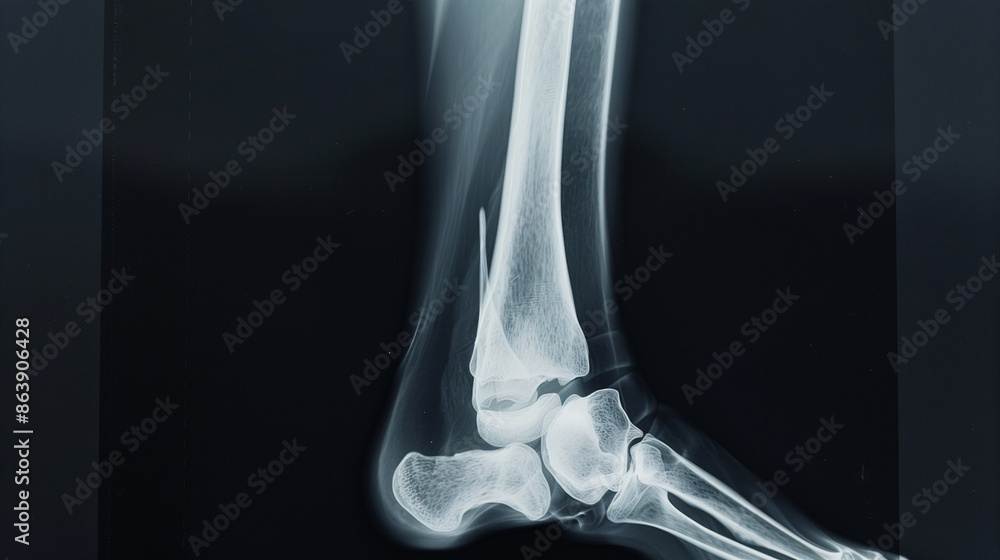 X-ray showing a compound fracture of the tibia and fibula Stock Photo ...