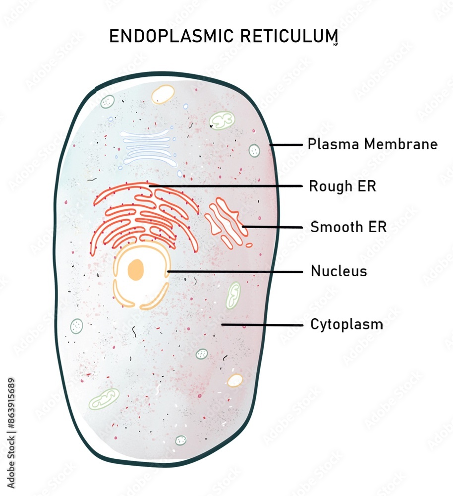 Structure and types of endoplasmic reticulum Stock Illustration | Adobe ...
