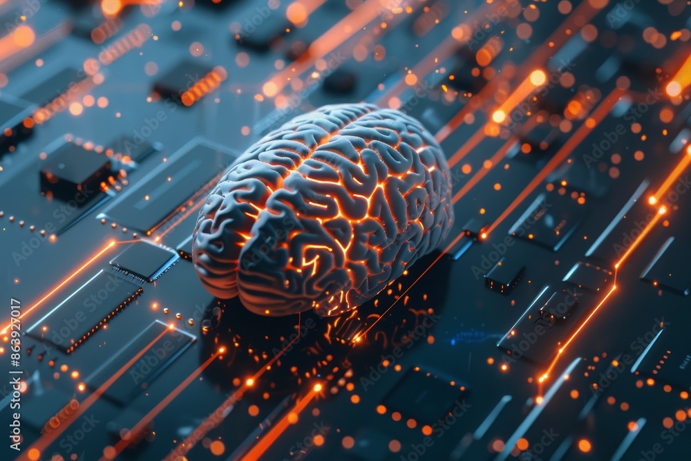A schematic depicting the human brain and its communication using ...