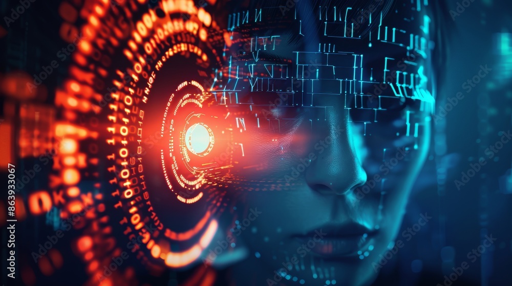 Using futuristic hacker software, word activators are projected in the ...