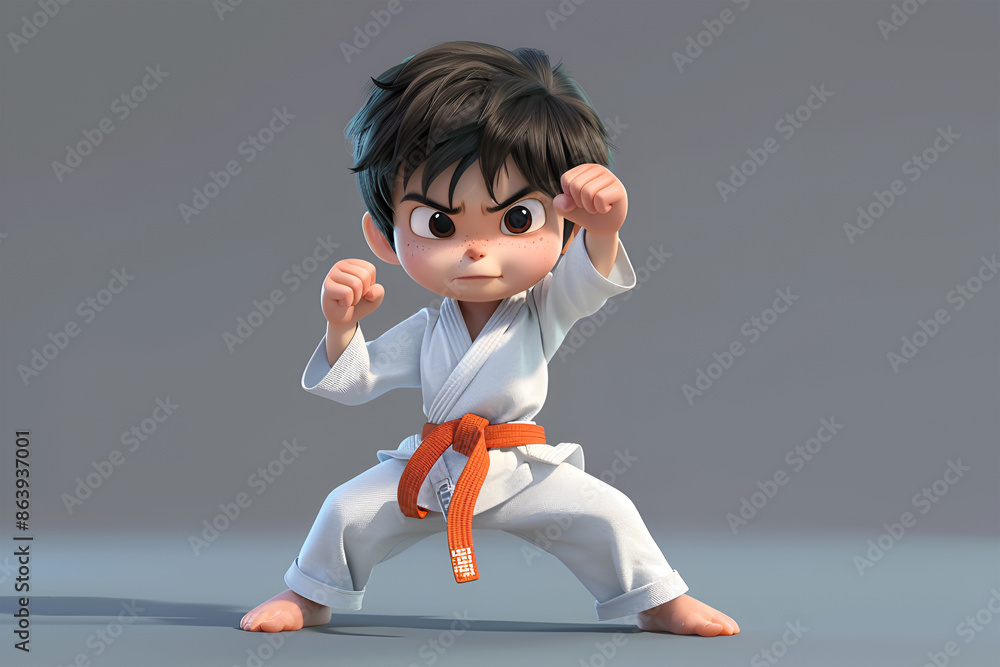 Karate martial arts tae kwon do dojo clipart cartoon Boy Kick foto de ...