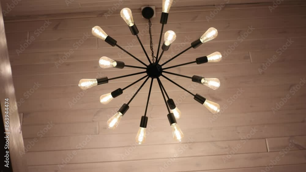 Awesome Modern Loft-style lump in living room with many bulbs. New ...