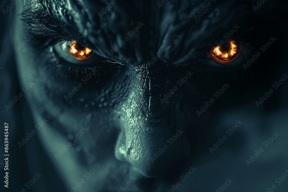 Generated with AI picture of scary demon and a satan in an angry scene ...