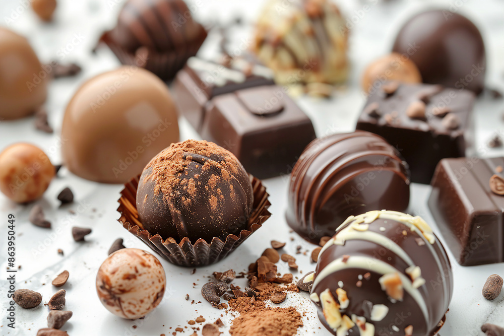 AI generated image of a tasty sweet chocolate candies isolated on white ...