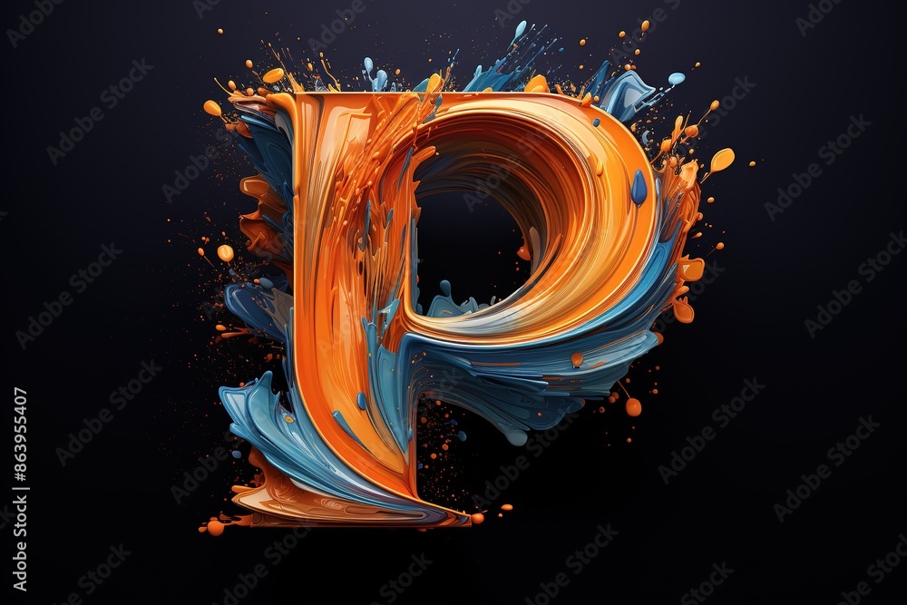 3d render of abstract art of surreal 3d letters uppercase and lowercase ...