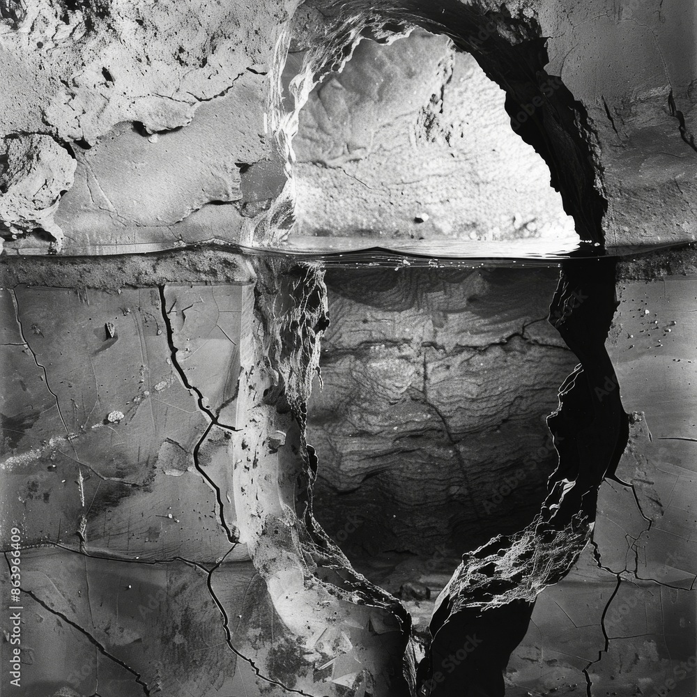 A close-up of a cross-section of a Karez tunnel, showcasing the ...