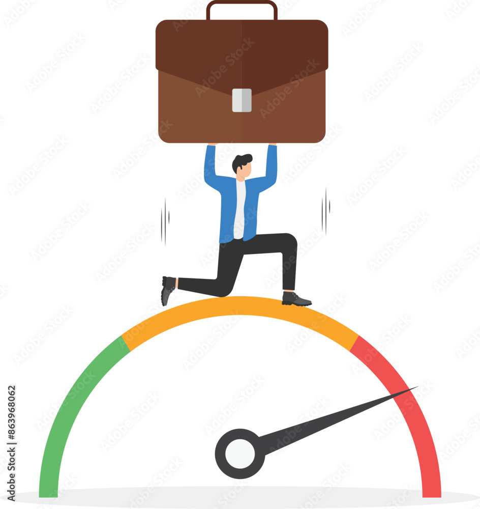 Tired manager carrying heavy briefcase. Excessive workload, hard work ...