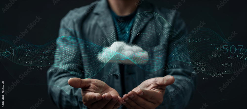 Hands Holding Cloud Computing Visualization with Data and Analytics ...