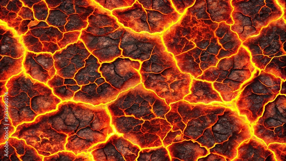 Seamless lava texture background with molten magma flowing through ...
