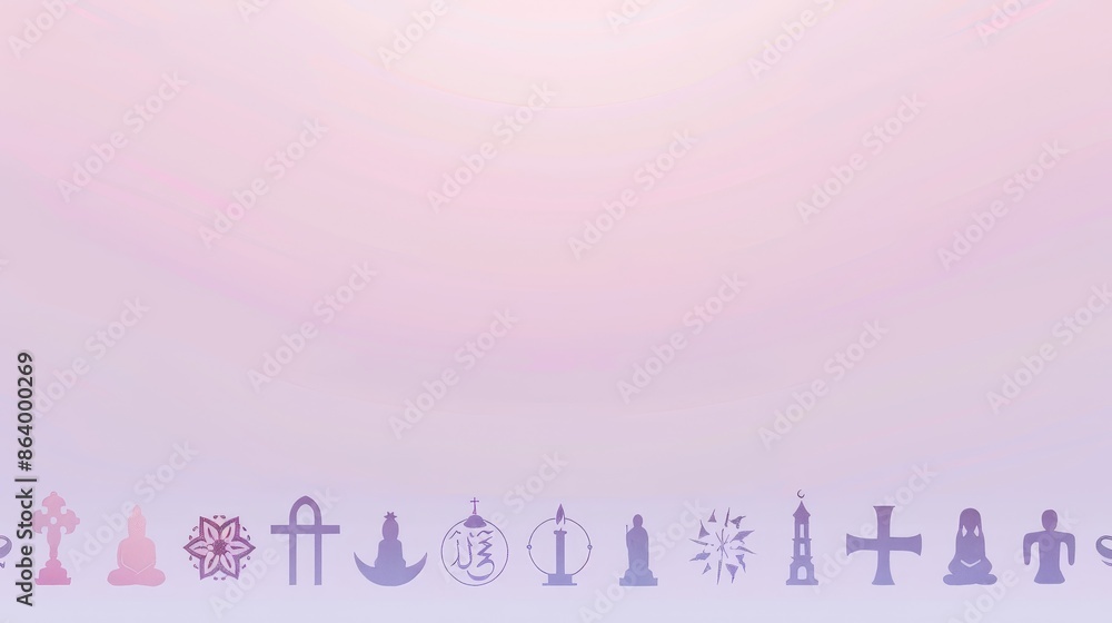 Religious Symbols on a Purple Gradient Background - Silhouettes of ...
