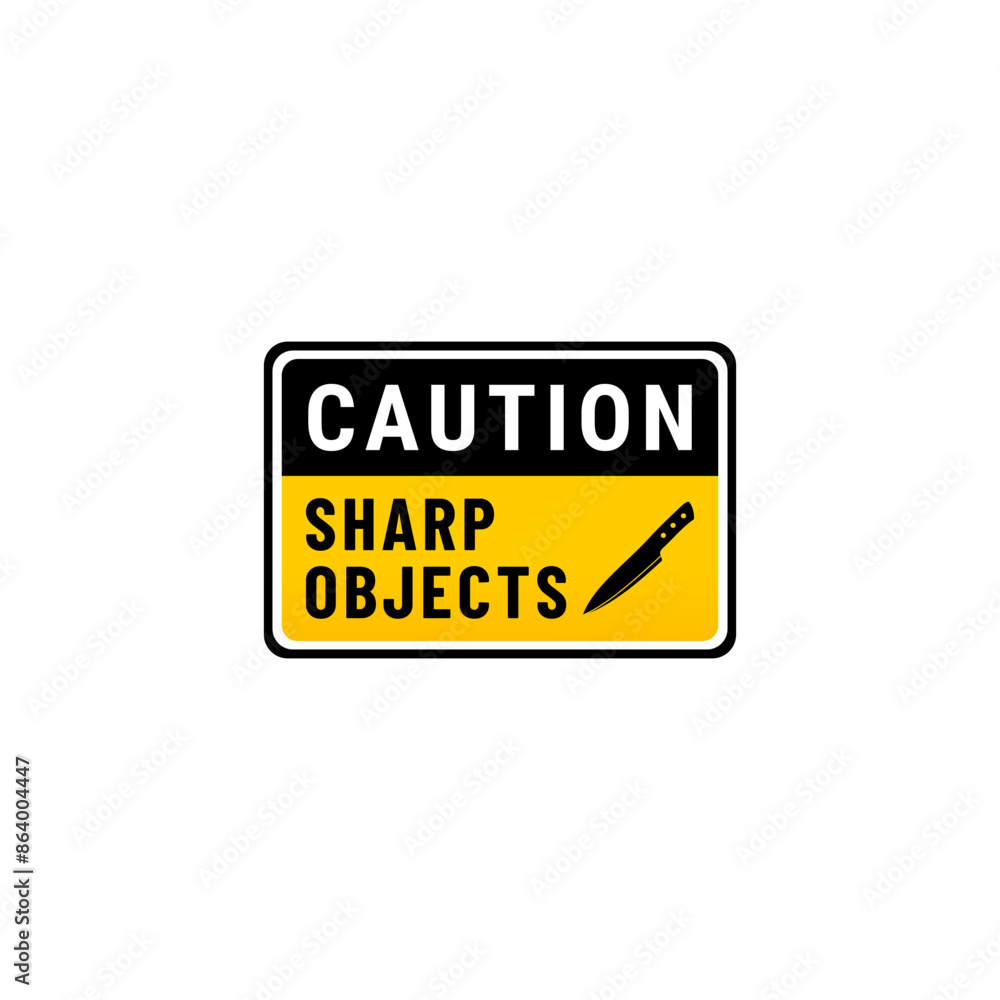 Caution Sharp Objects Or Warning Sharp Objects Sign Vector Isolated Best Caution Sharp Objects