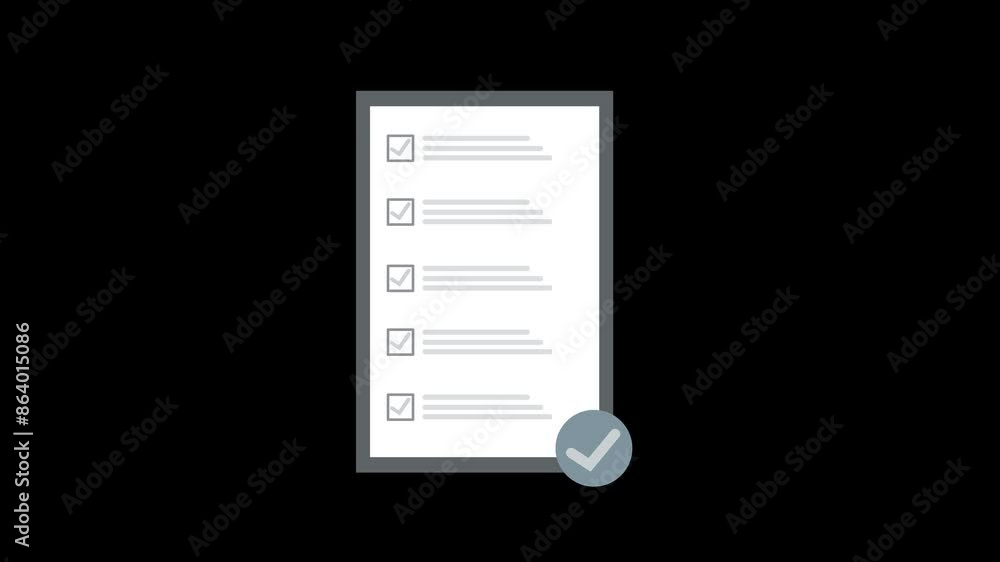 Checklist clipboard Icon. document with tick check marks 4K animated ...