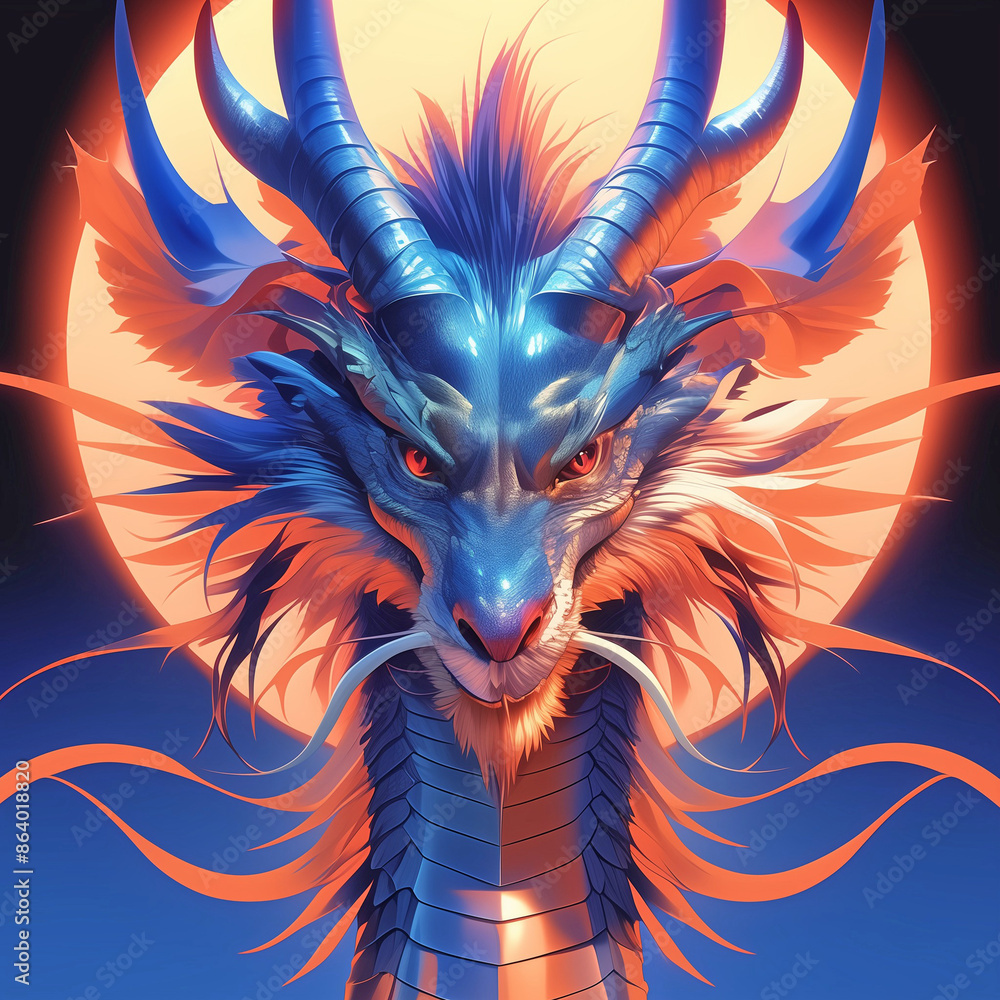 Dragon concept digital illustration. Dinosaur creative banner. Ancient ...