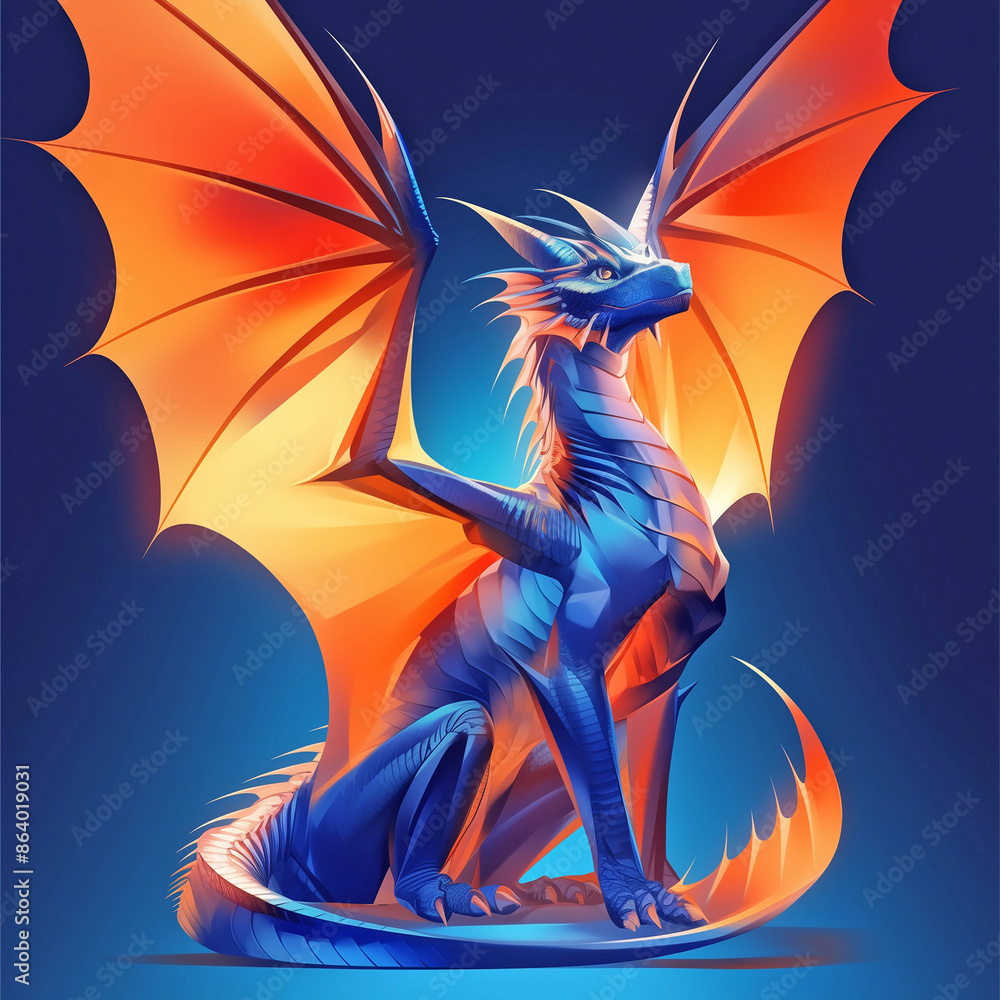 Dragon concept digital illustration. Dinosaur creative banner. Ancient ...