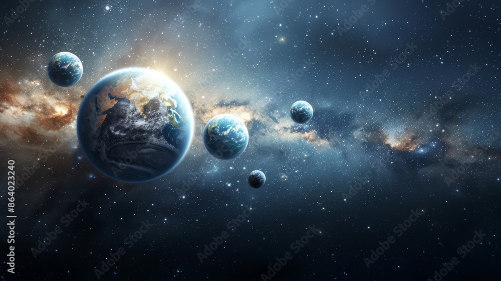 earth and planets in milky way galaxy - cosmic perspective, space ...