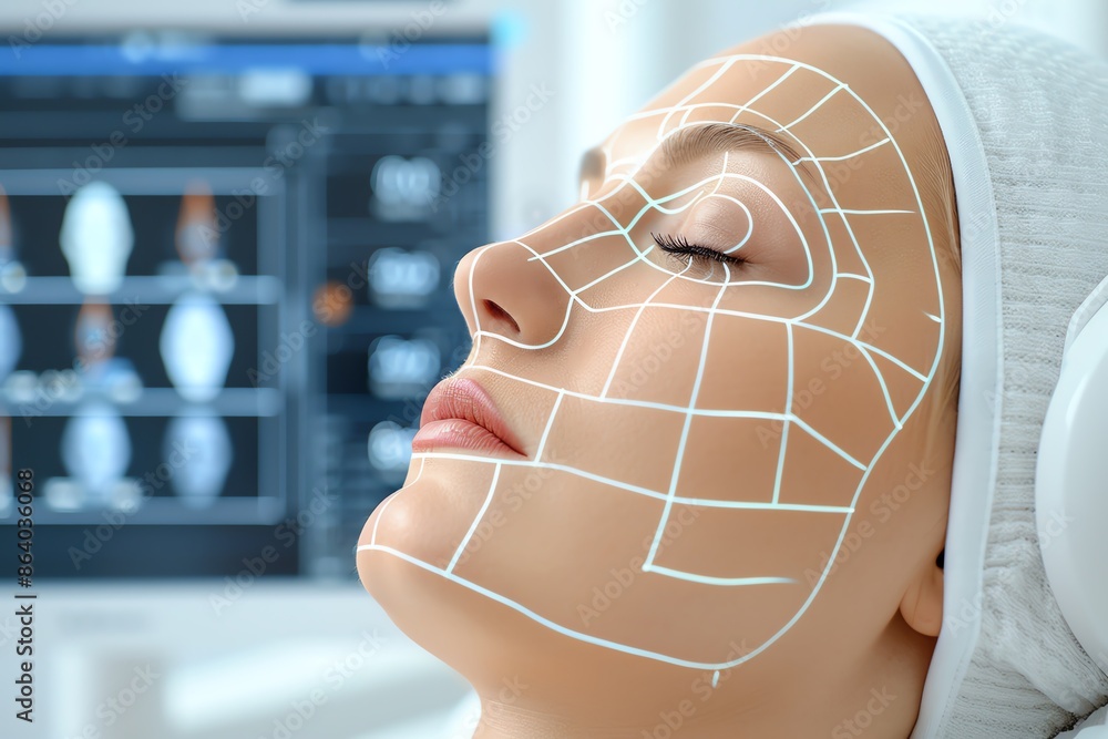 Patient having a nonsurgical facelift using HIFU HighIntensity Focused ...