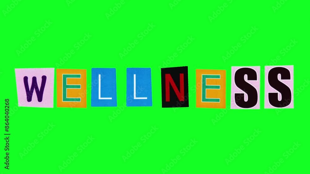 The isolated title wellness compiled from rectangle pieces of paper ...