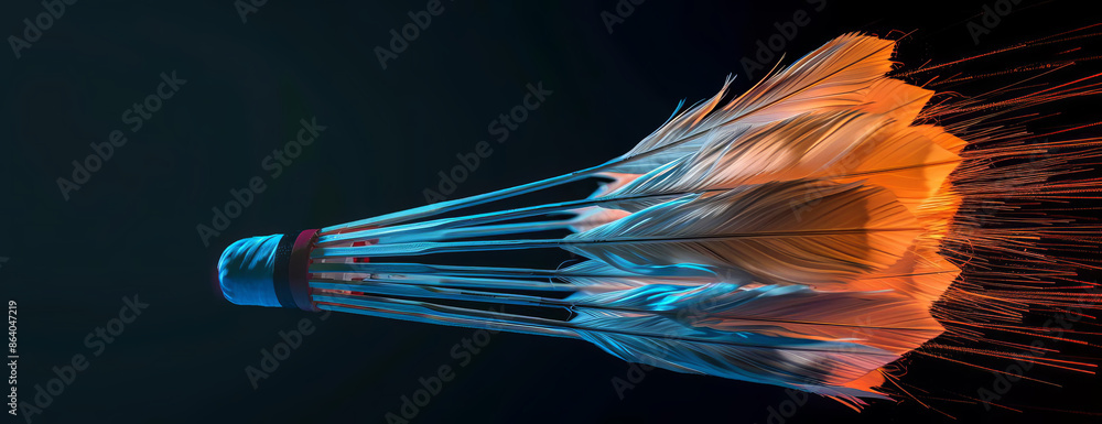 Tilting perspective of a powerful shuttlecock speeding rapidly ...