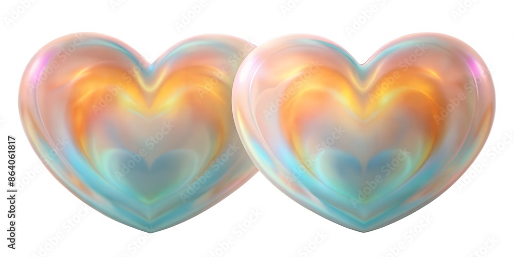 2 big hearts overlapping each other,isolated,colorful,copy space ...