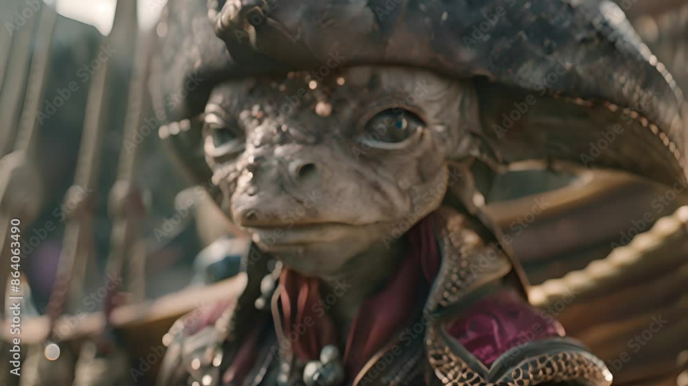 Alien Pirate Captain on Ship Deck with Ai generated. Stock Video ...