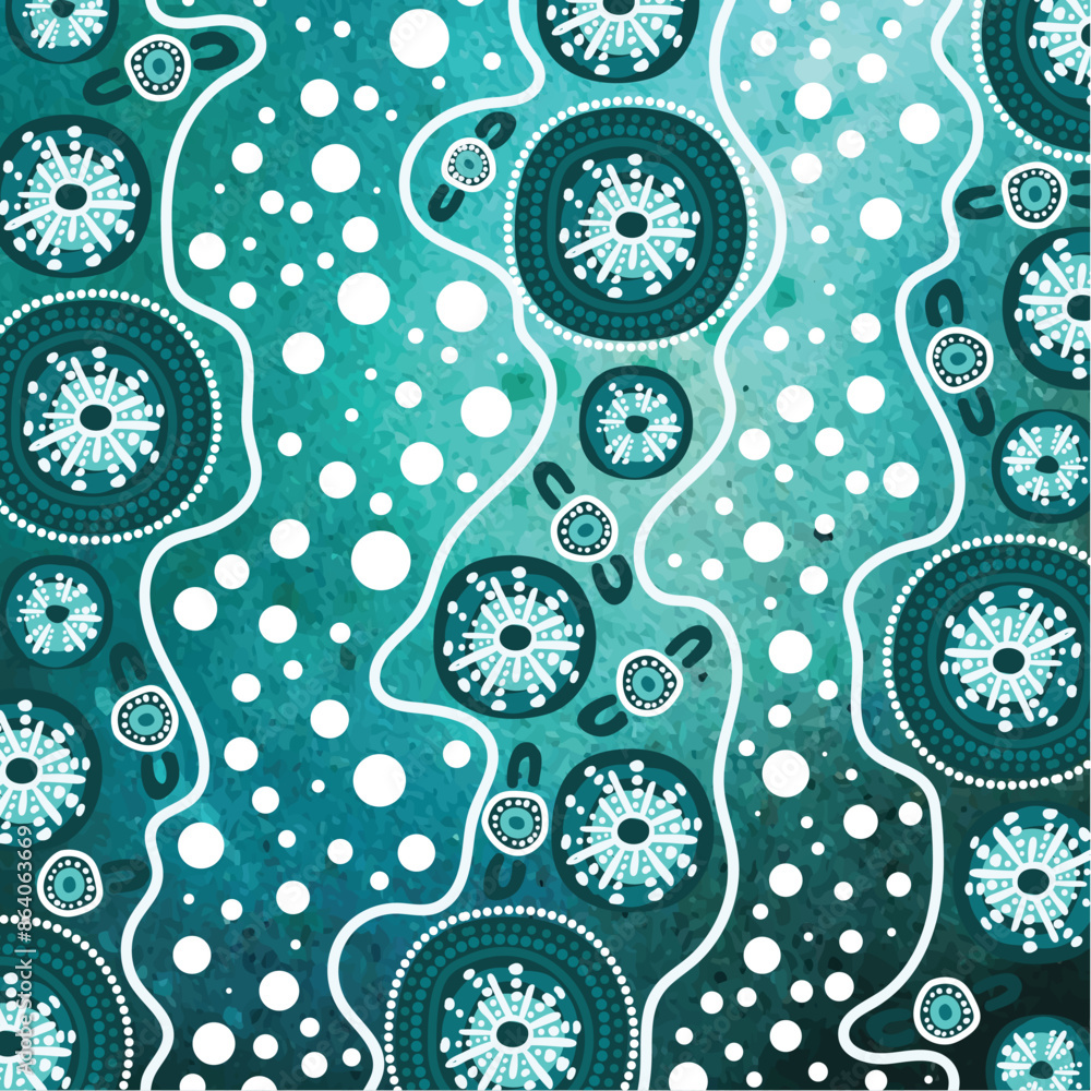 Green background design enhanced by aboriginal dot art Stock Vector ...