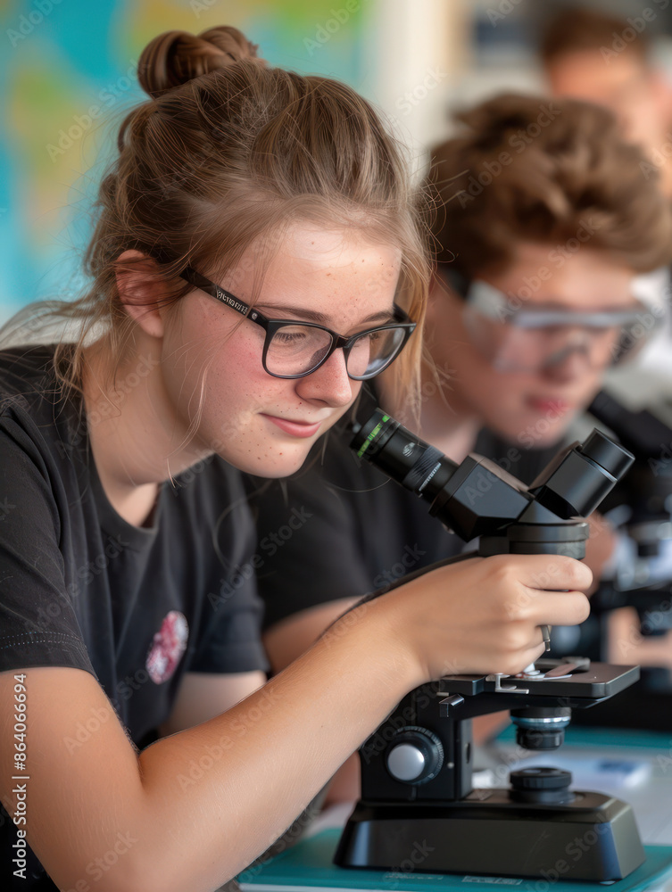 Students Using Microscopes in Biology Class for Scientific Discovery ...
