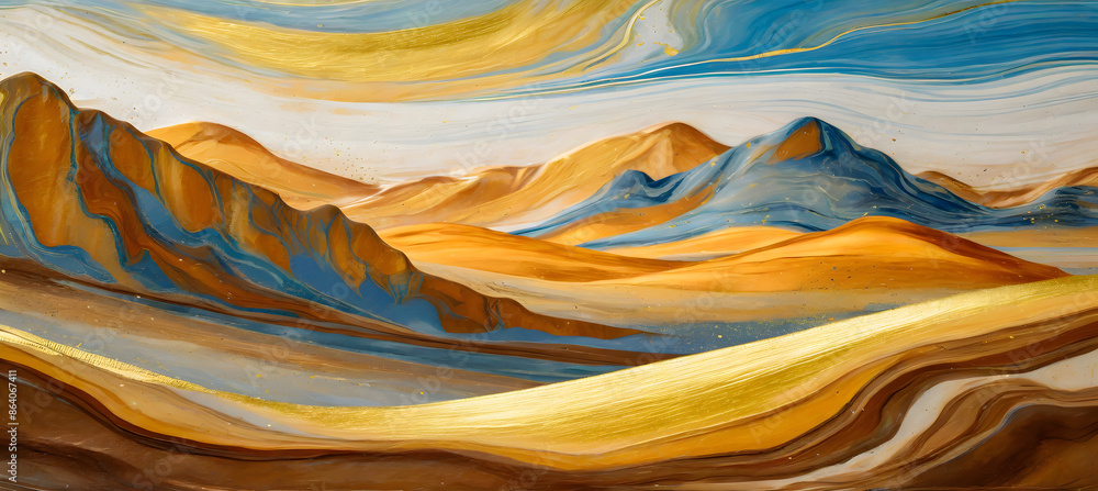 Foto de desert landscape with oil painting techniques, incorporating ...