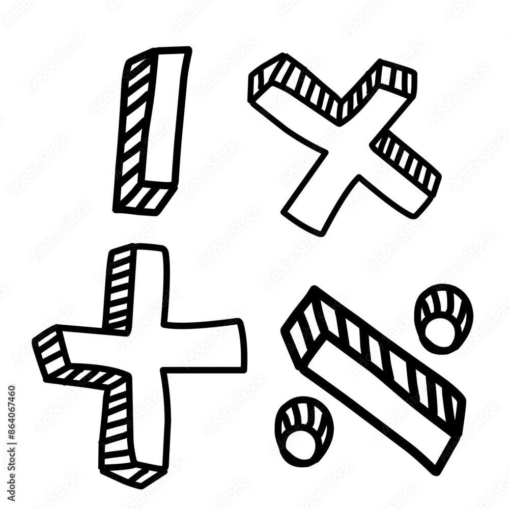 Plus, minus, multiplication and division 3d mathematical symbols set ...