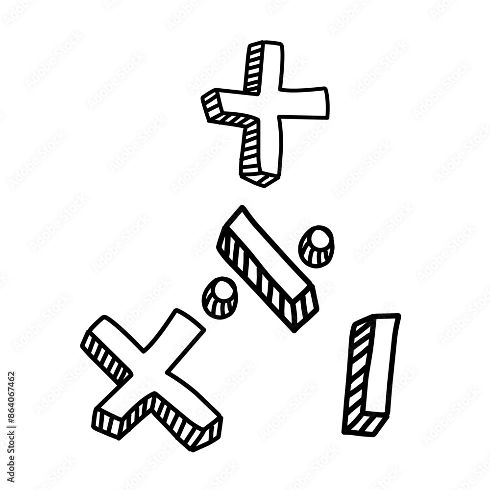 Plus, minus, multiplication and division 3d mathematical symbols set ...