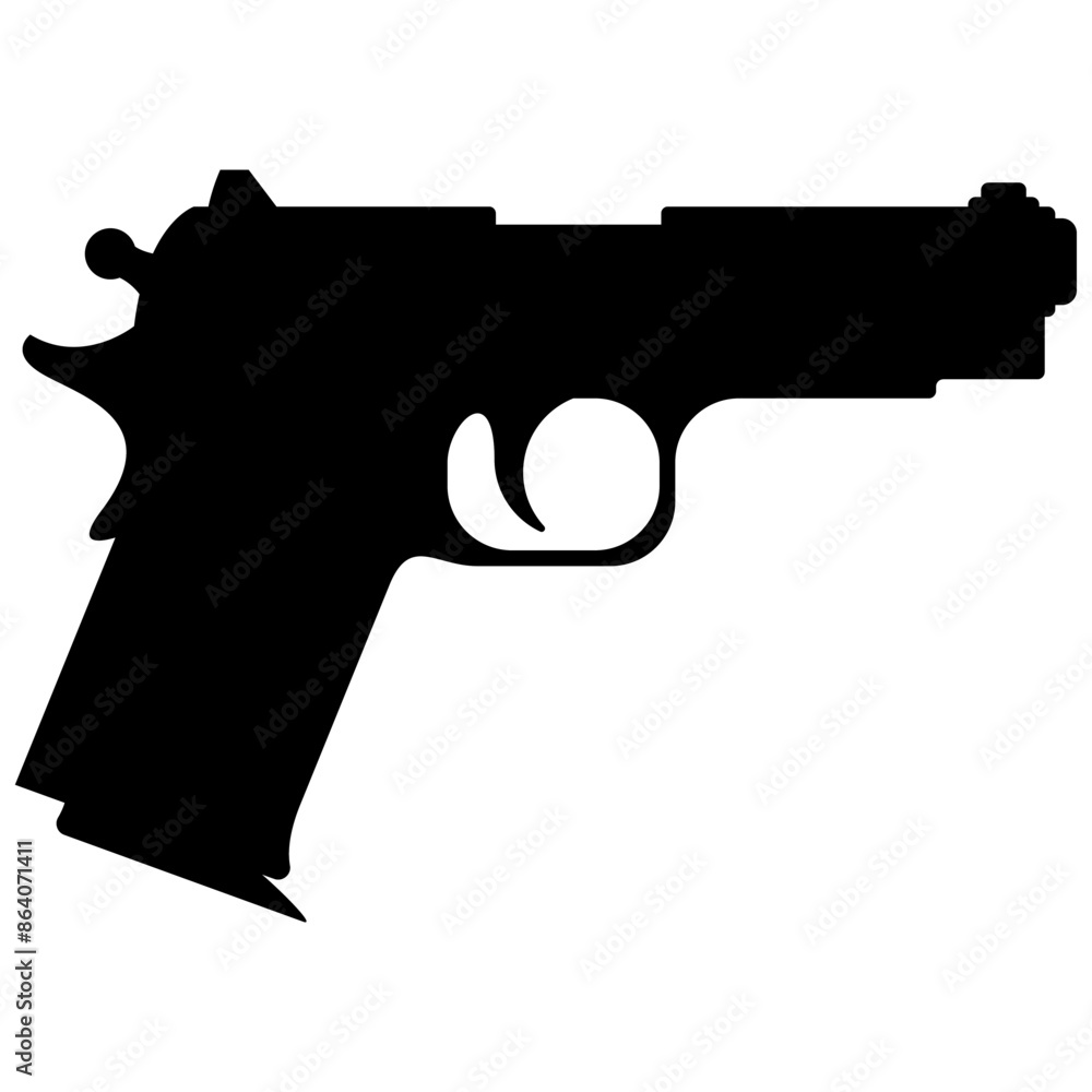 Vector illustration of a small firearm, either a police or military ...