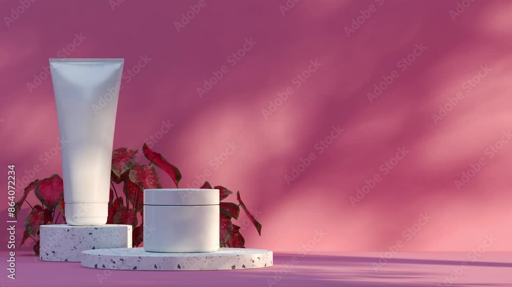 3D Render Animation 4K Platform for Placing Cosmetics Products with ...