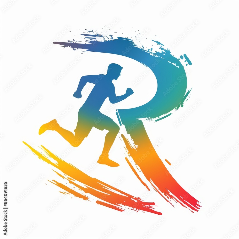 Running logo, run symbol, R for run template isolated on white ...