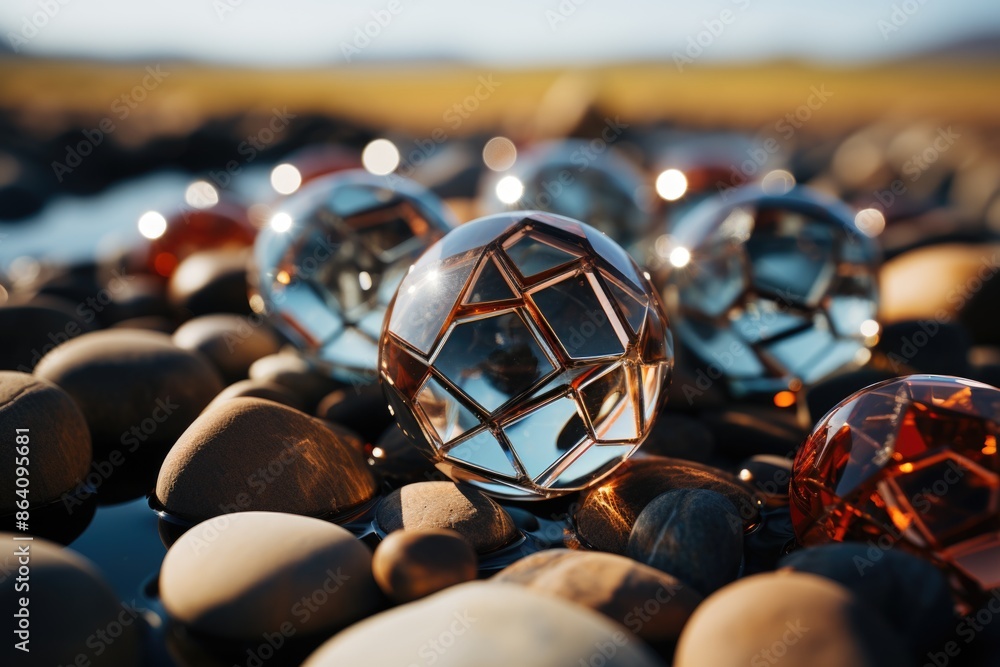 Beautiful geometric shapes in nature background, generative IA Stock ...