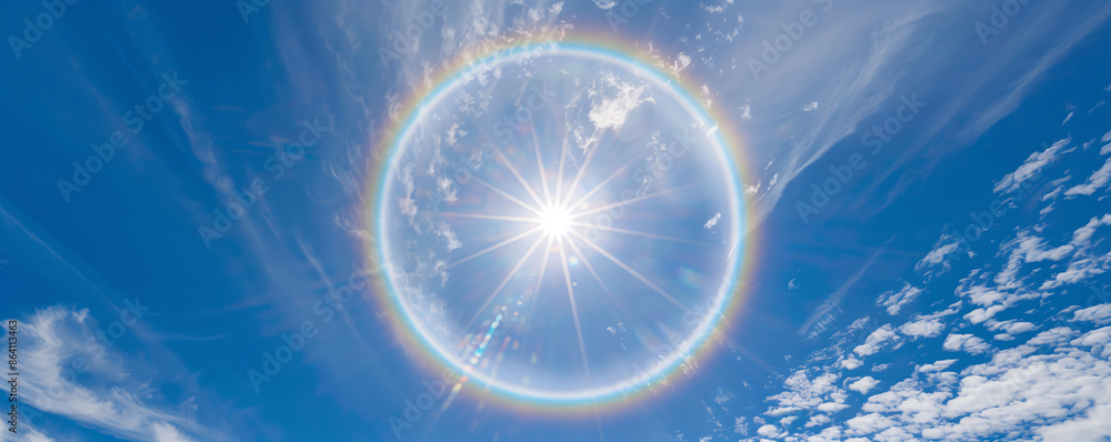Sun Halo: A rare sun halo phenomenon with a circular rainbow encircling ...