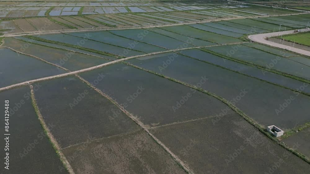 Vertical panning drone footage of Dali's paddy fields, where terraces ...
