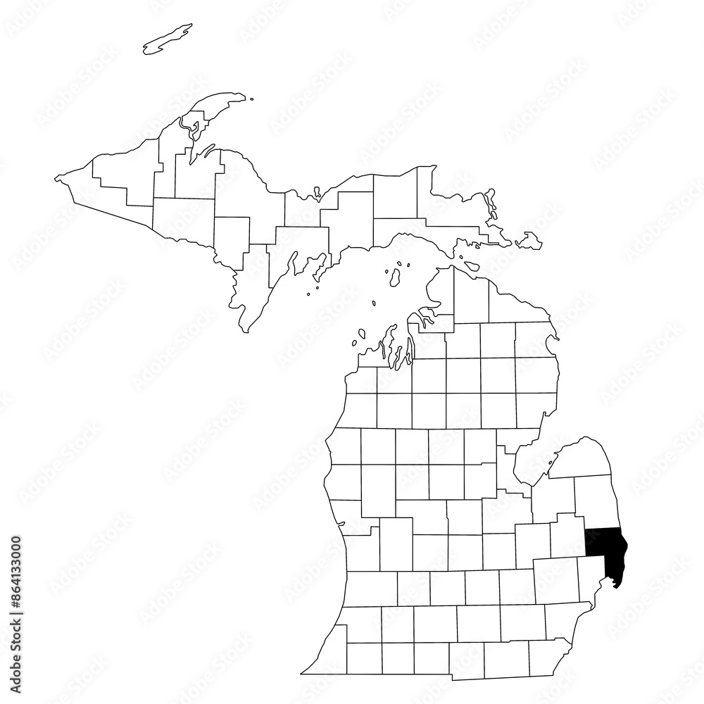 Map of St Clair County in Michigan state on white background. single ...