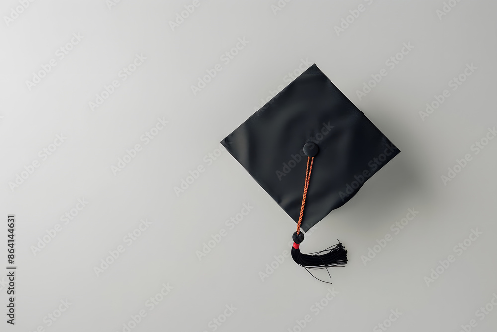 A minimalist top view of a graduation cap against a plain background ...