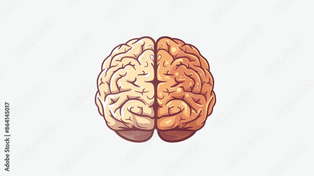 image of a human brain split into two halves. The healthy left side ...