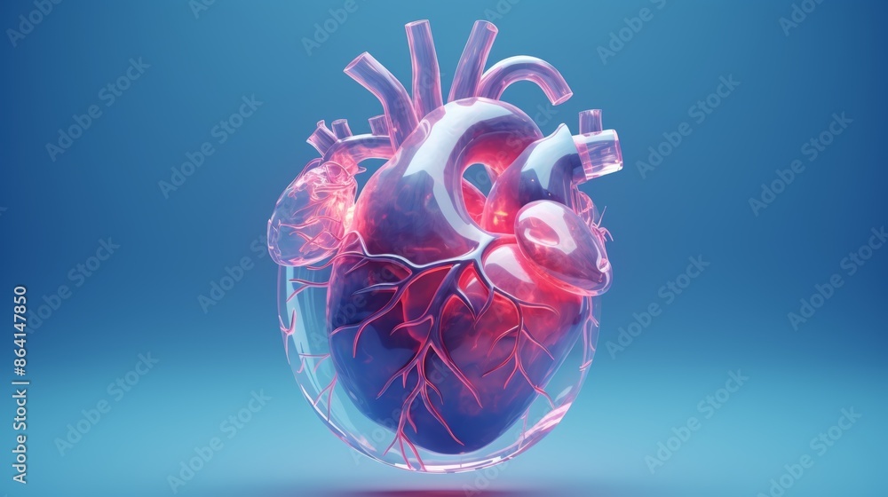 A stylized 3D animation of a human heart beating inside an X-ray, using ...